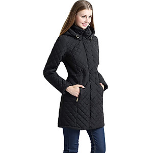 BGSD Women Angela Waterproof Quilted Parka Coat Novelty Winter Jacket Black X-Large