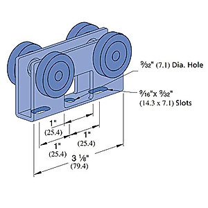 Hi Flame 4 Wheel Light Duty Trolley Assembly Roller Trolley Easy Bolt Installation for use with 1-5/8" Wide and All 1-5/8" or Taller Strut Channel (4)