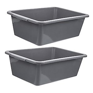 CRILSTYLEO 2pcs Box Storage Basket Food Storage Bin Vegetable Tote Tub Dish Basin Food Washing Bowl Food Service Bus Commercial Bus Tub Restaurant Wash Basin Commercial Tote Tub Grey Pp