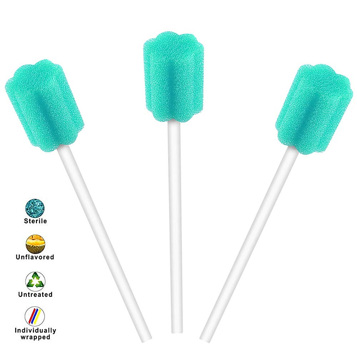 Wellgler's Sterile Sponge Mouth Swabs,Disposable Oral Swabs,Individually Wrapped (100pcs,sky blue)