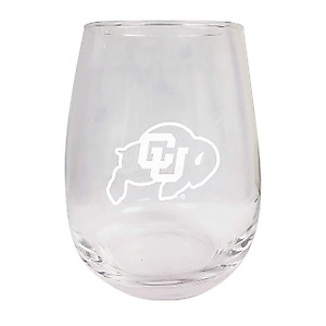 R and R Imports Colorado Buffaloes Etched Stemless Wine Glass 15 oz 2-Pack Officially Licensed Collegiate Product