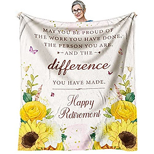 Retirement Blanket - Retirement Gifts for Women 2023 - Happy Retired Gifts for Women - Best Retirement Gift Ideas - Ultra-Soft Flannel Throw Blanket 60 x 50 inch
