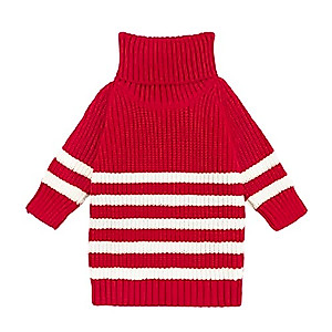 Fitwarm Dog Striped Knitted Sweater, Thermal Turtleneck Pet Coat, Dog Winter Clothes for Small Dogs Boy Girl, Cat Apparel, Red, XS