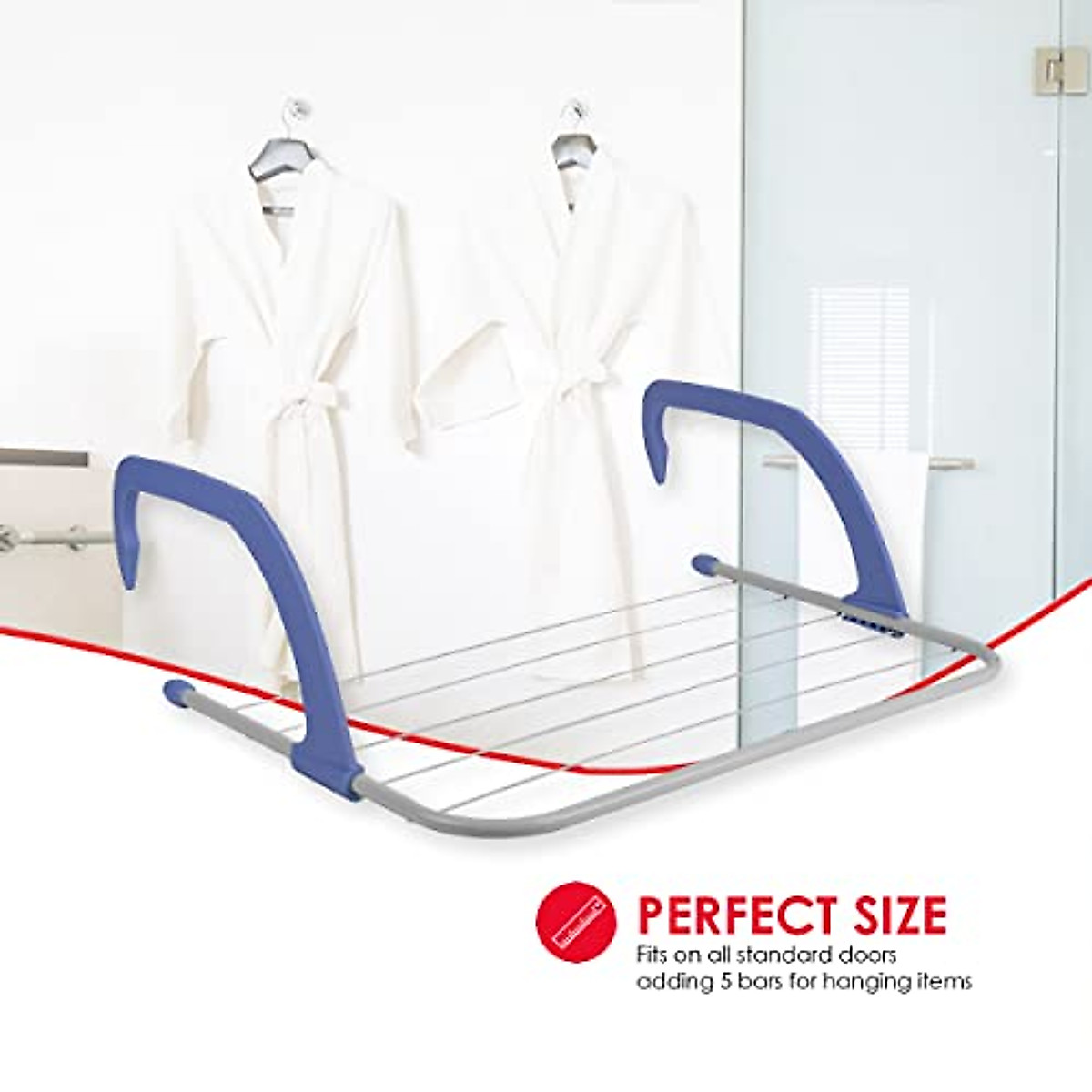 Home Basics, Fre Laundry Rack-Lightweight & Heavy-Duty Door Hanger Rod for Indoor Air Drying and Hanging, Towels, Coat, Lingerie, Freshly Ironed Clothes, Hosiery, White