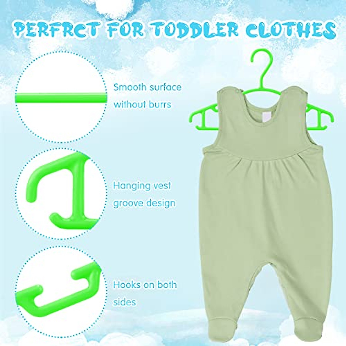 120 Pieces Baby Hangers No Slip Kids Hangers Children's Clothes Hangers Plastic Toddler Hangers for Closet Laundry Nursery (Colorful)