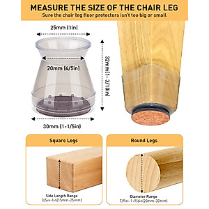 Chair Leg Floor Protectors, Chair Leg Protectors for Hardwood Floors, Chair Leg Covers Felt Bottom Furniture Pads, Chair Leg Caps to Protect Floors from Scratches and Reduce Noise.(16pcs)