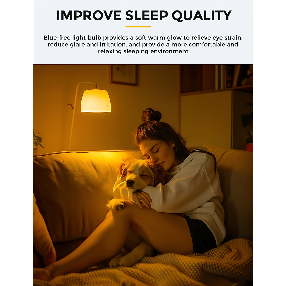 L LOHAS LED Sleep aid Amber Light Bulbs, Blue Light Blocking, A19 3W(40 Watt Equivalent) Dim Light Bulbs, 1800K Warm Light Bulb, E26 Base, 2 Pack