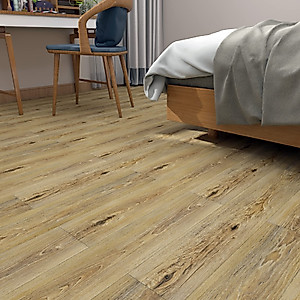 LaCheery 6"x36" 18 Tiles Oak Wood Peel and Stick Floor Tile Bathroom Floor Tiles Peel and Stick Waterproof Vinyl Plank Flooring Sticky Vinyl Floor Tiles for Home Kitchen Bedroom RV Flooring Laminate
