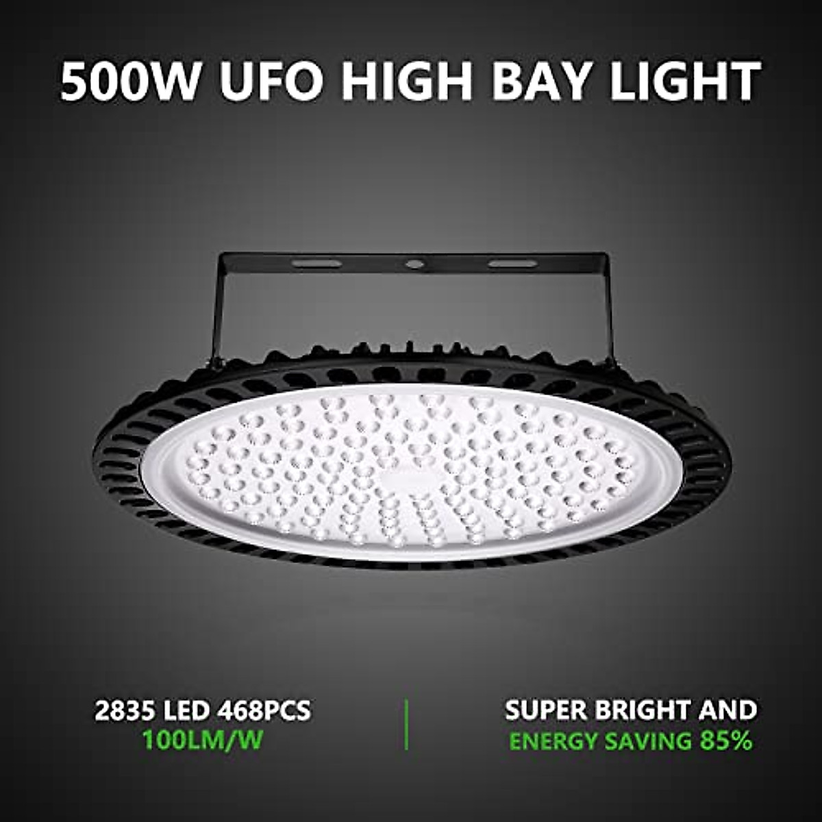 Viugreum 5 Pack 500W UFO LED High Bay Light, 50000LM 6500K Daylight White LED Warehouse Lighting, IP65 Waterproof Commercial Bay Lighting for Garage Barn Workshop Wet Location