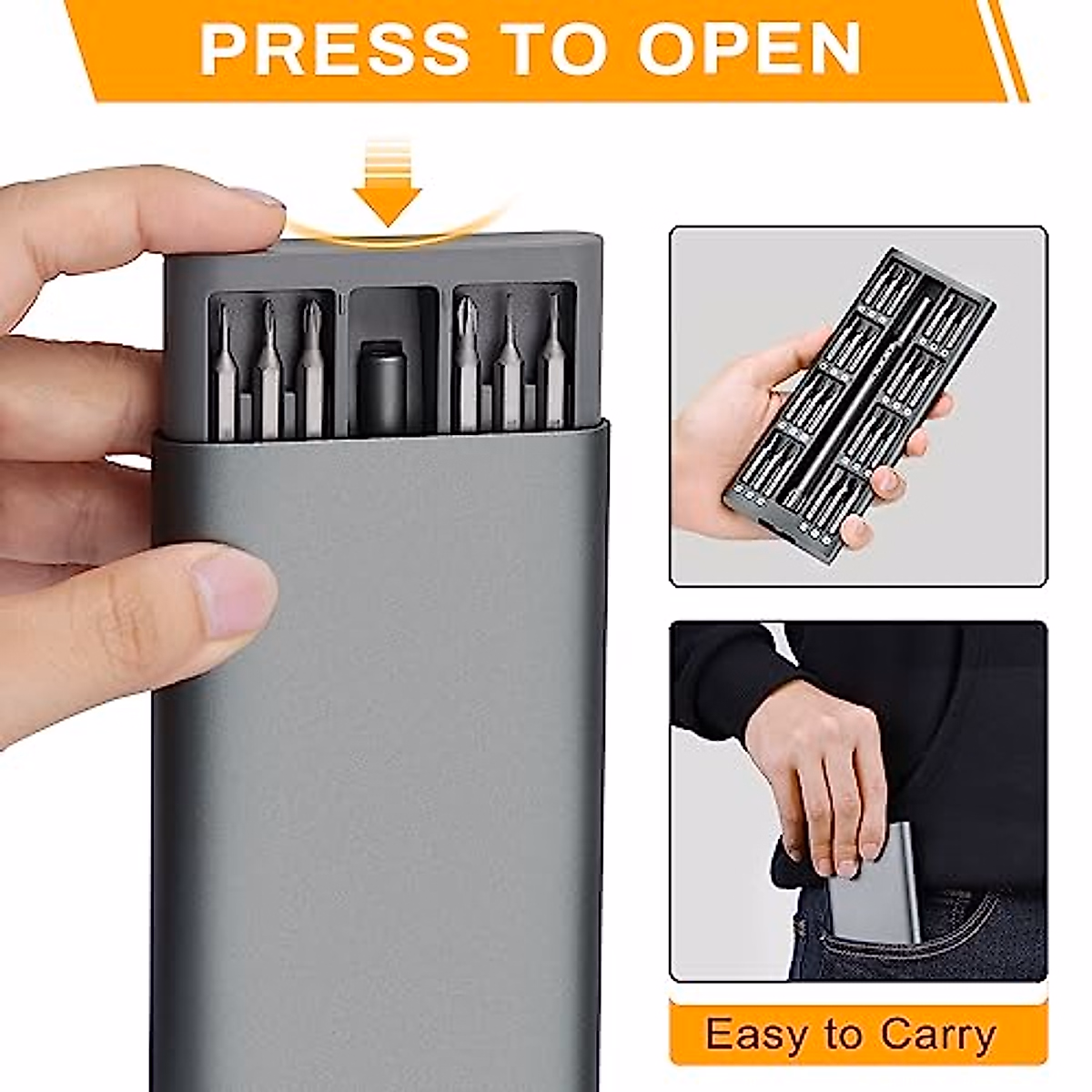 WINHUNT 48 in 1 Mini Precision Screwdriver Set, Small Screwdriver Torx Bit Set Magnetic, Eyeglass Repair Kit with Phillips Head, Small Screwdriver for Electronics/PC/Watch/Xbox
