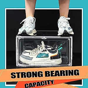 EDS FAM 4 Pack Sneaker Storage for Sneakerheads Shoe Boxes Crates Clear Plastic Stackable Boot Display Case