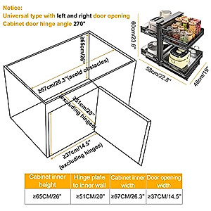FYFUSATC Blind Corner 4 Tray Shelf Slide Out Kitchen Cabinet Organizer Pull Out Blind Corner Cabinet with Soft Close Pull Out Left Or Right Handed Open Kitchen Pull Out Shelf Organiser