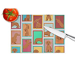 Caroline's Treasures MLM1134LCB Lots of Red Dachshund Glass Cutting Board Large Decorative Tempered Glass Kitchen Cutting and Serving Board Large Size Chopping Board