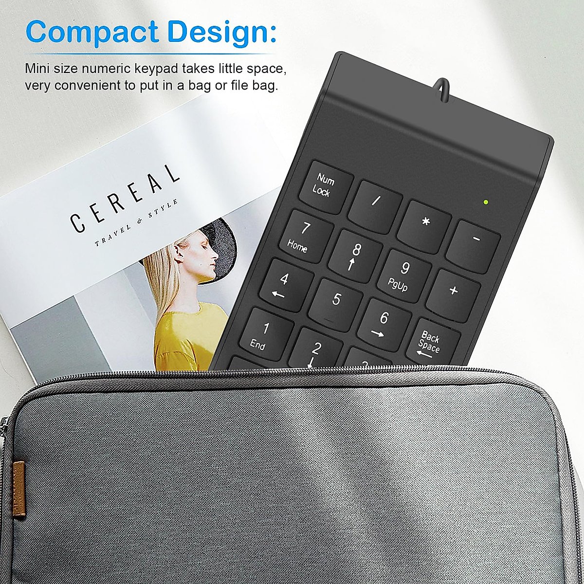 USB Numeric Keypad Numpad Portable Slim Mini 10 Key Number Pad Keyboard for Laptop Desktop Computer PC, Compatible with ChromeBook Surface Notebook, Tax Accountant Calculate Office Travel & Home