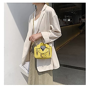 LavishMade Women chain Handbag Motorcycle Jacket RIvet Shoulder Crossbody Pink