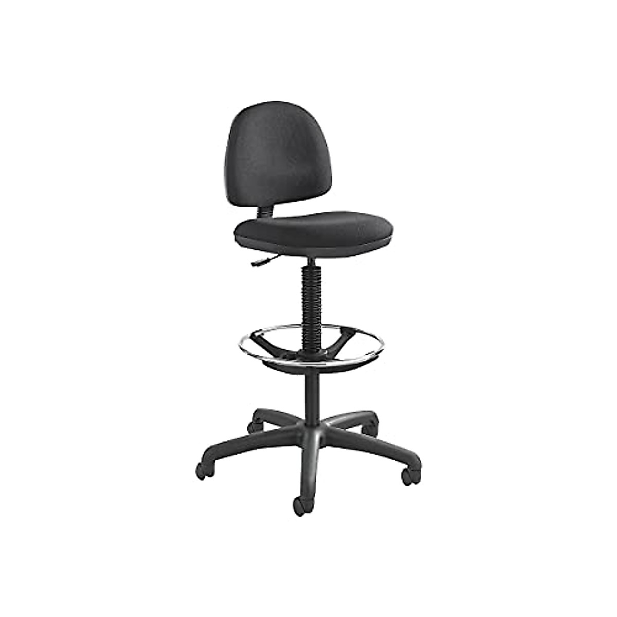 Safco 3401Bl Precision Extended Height Swivel Stool W/Adjustable Footring Black Fabric
