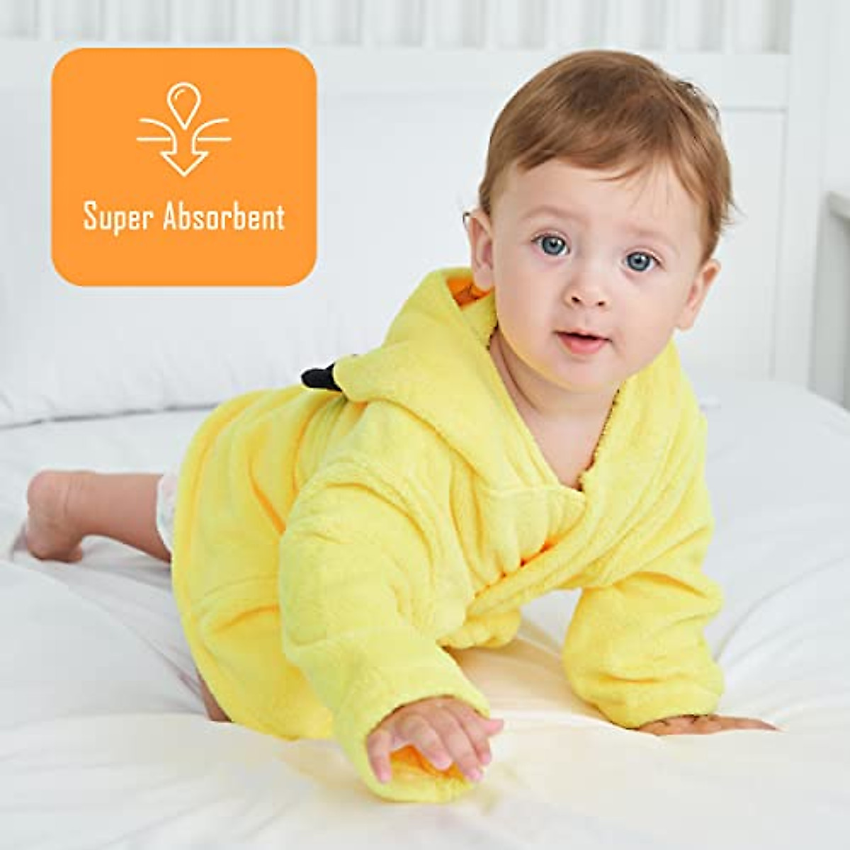 Sunny zzzZZ 2 Pack Unisex Baby Plush Animal Face Robe for 0-9 Months - Neutral Design Softest Newborn Clothes for Boys and Girls - Baby Essentials Registry Search Gifts - Cute Bee and Happy Elephant