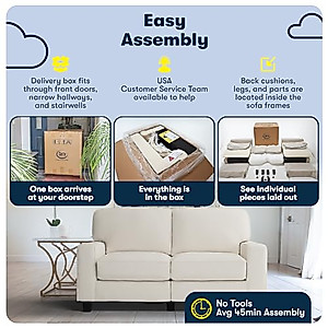 Serta Palisades 73" Track Arm Sofa, Easy Care Polyester, Soft Pillow Back, Pocket Coil Seat Cushions, Removable Covers, Loveseat or Couch for Small Spaces, Living Rooms or Bedrooms, Glacial Gray
