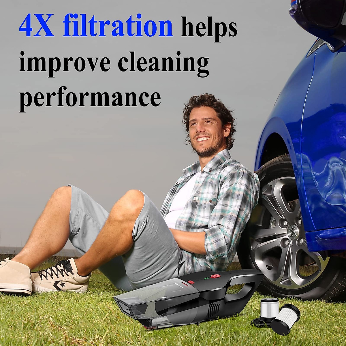 Wopulite Handheld Vacuum Cordless Hand Vacuum Cleaner Portable Car Vacuum 7000Pa Cyclonic Suction HEPA Filters,LED Light,Lightweight Small Hand vac Quick Rechargeable Li-ion Battery,Wet Dry for Home