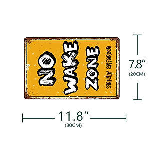 Metal Tin Sign No Wake Zone Background Vector Illustration-Retro Home Kitchen Office Garden Garage Wall Decor