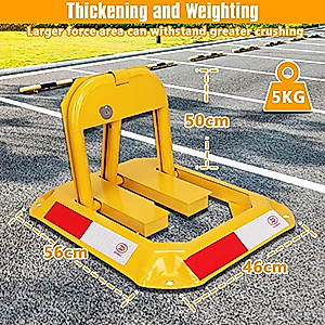 Tevlaphee Parking Space Lock Folding Parking Barrier, Manual Parking Space Double Lock & Manual Parking Blocker & Car Parking Gadgets Orange