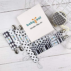 Babygoal Pacifier Clips for Boys, 6 Pack Pacifier Holder for Baby Boys and Girls Fits for Most Pacifier Styles and Baby Gift 6PBM05-HZ