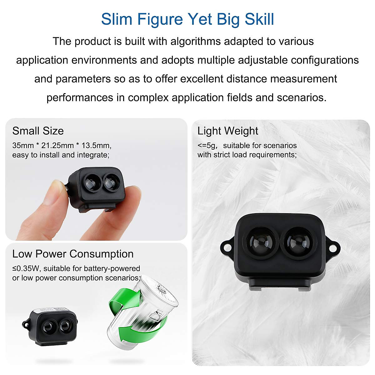 MakerFocus Lidar Range Finder Sensor Module TF-Luna, Single-Point Micro Ranging Module 0.2 to 8m Compatible with Pixhawk, Ar duino and Raspberry Pi with UART / I2C Communication Interface