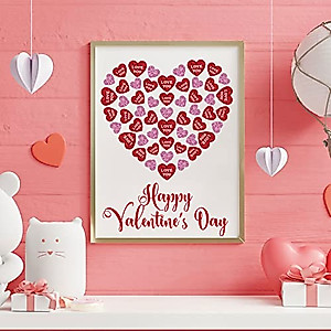 MAGICMAI Valentines Day Decoration - Happy Decor Heart Banner | Valentine Party Decorations Garland for Anniversary Wedding Supplies (Red Glitter)