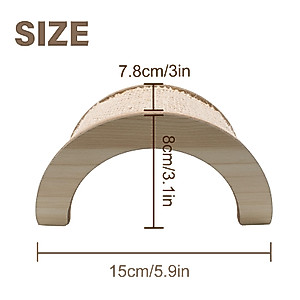 Hermit Crabs Climbing Bridge, Wooden Hermit Crab Climbing Toys with Jute Cloth, Hermit Crab Hideout, Aquarium Tank Accessory Small Animals Cage Accessory for Hermit Crab Hamster Chinchilla Ferret