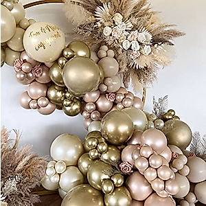 White Sand Gold Balloon Garland Double Stuffed Pearl Pink Balloon Ivory White Balloon Arch Kit Metallic Chrome Gold Balloons For bridal shower Boho Neutral Baby Shower Wedding Birthday Party Decor