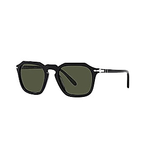 Persol PO3292S Square Sunglasses, Black/Green, 50 mm