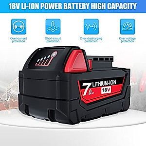 2Packs High Output 7.0Ah M-18 Battery Replace for Milwaukee 18V Battery Lithium ion XC 48-11-1811, 48-11-1815, 48-11-1820, 48-11-1840, 48-11-1850, 48-11-1852, 48-59-181, 48-59-1850 Power Tool