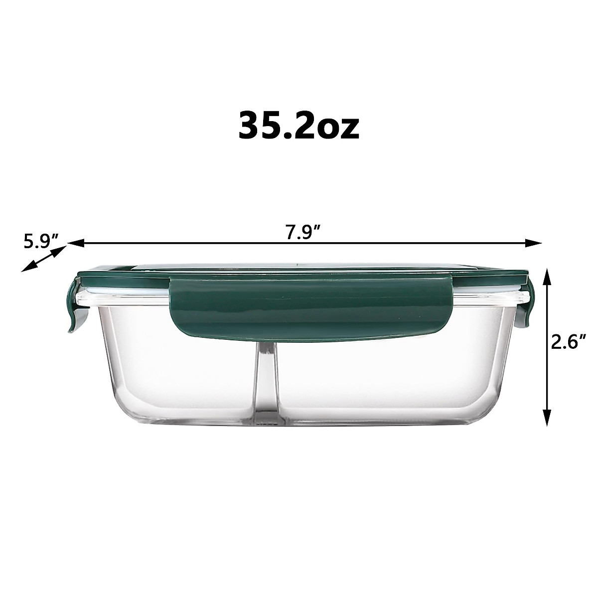 ATRDTO 5Pack35oz Glass Food Storage Containers with Lids-Meal Prep Containers 2 Compartments-Airtight Lunch Containers Bento Boxes with Snap Locking Lids for Microwave Freezer Oven