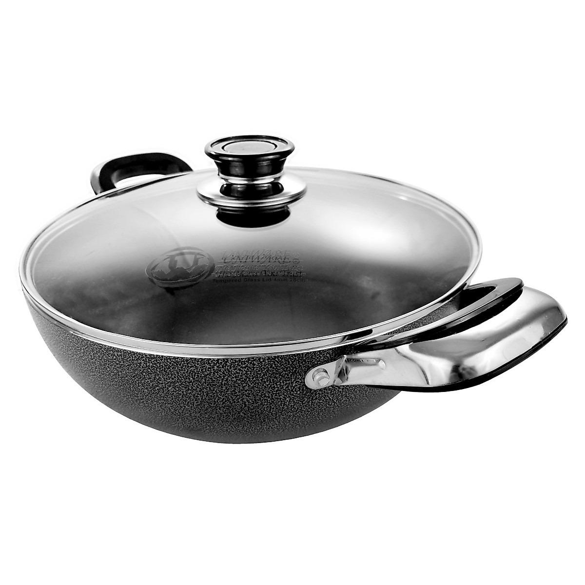 Uniware Non-Stick Aluminum Stock Pot With Glass Lid,Black (10 Inch)