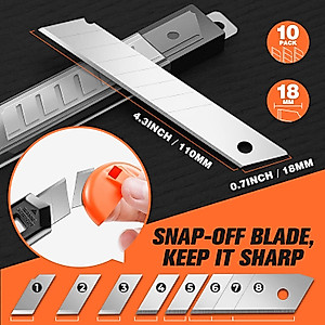 JOYUMY 20 Pack Utility Knife, Box Cutter Retractable, Box Knife for Cartons, Cardboard, and Boxes, Box Opener with 10 Pieces 18mm Snap-off Blade, Razor Knife for Office and Home Use, Box Cutters