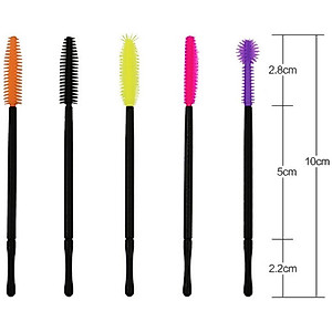 Coshine 100pcs Pro Disposable Silicone Mascara Eyeliner Wands Applicator Eyeliner Lip Liner Brushes Makekup Tools (silicone mascara brushes)