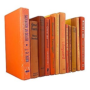 Orange Books by Color | Real Hardback Books Home Decor | Bulk Bundle of Decorative Hardcovers for Bookshelf Interior Design of Homes, Offices, Weddings, or Set Props