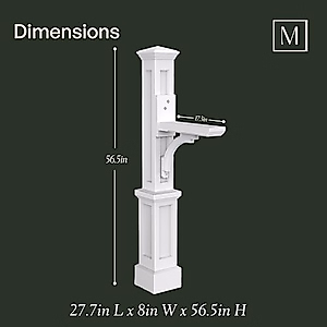 Mayne Newport Plus Mailbox Post with Standard Arm – Weather-Resistant, Durable Classic Design – Easy-to-Install Outdoor Mailbox Post