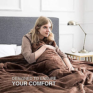 MOONLIGHT20015 Silk Touch Warm Fleece Throw Blankets - 400 GSM Throws for Sofa Fluffy Blanket Bed Throw for Bedroom, Couch, Travel (Coffee, Throw 50" x 60")