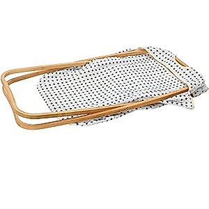 Household Essentials Bamboo X Frame Hamper with Cross Pattern, Black and White