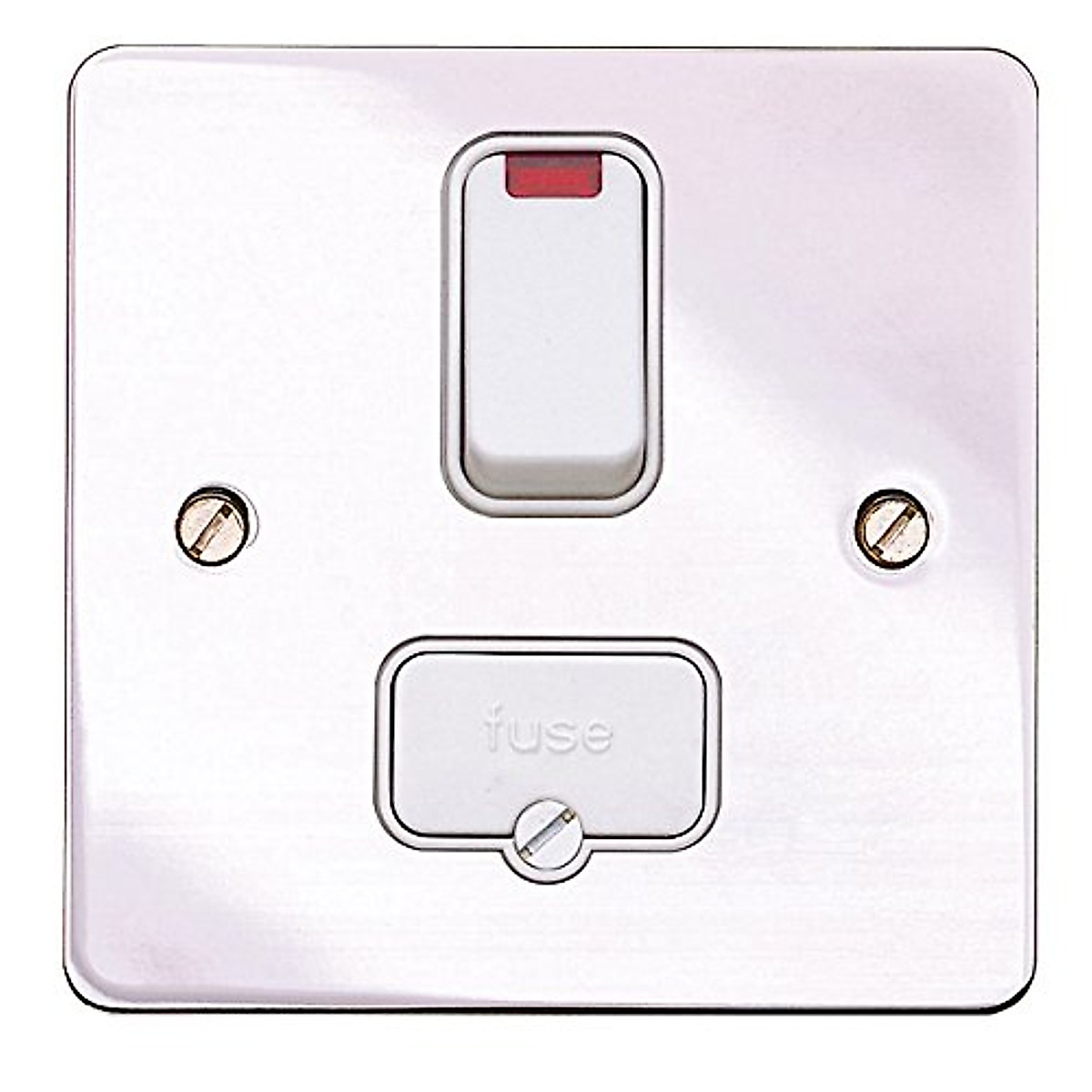 MK (ELECTRIC) Switched Connection Unit Neon Indicator, One Size, Polished Chrome with White Insert