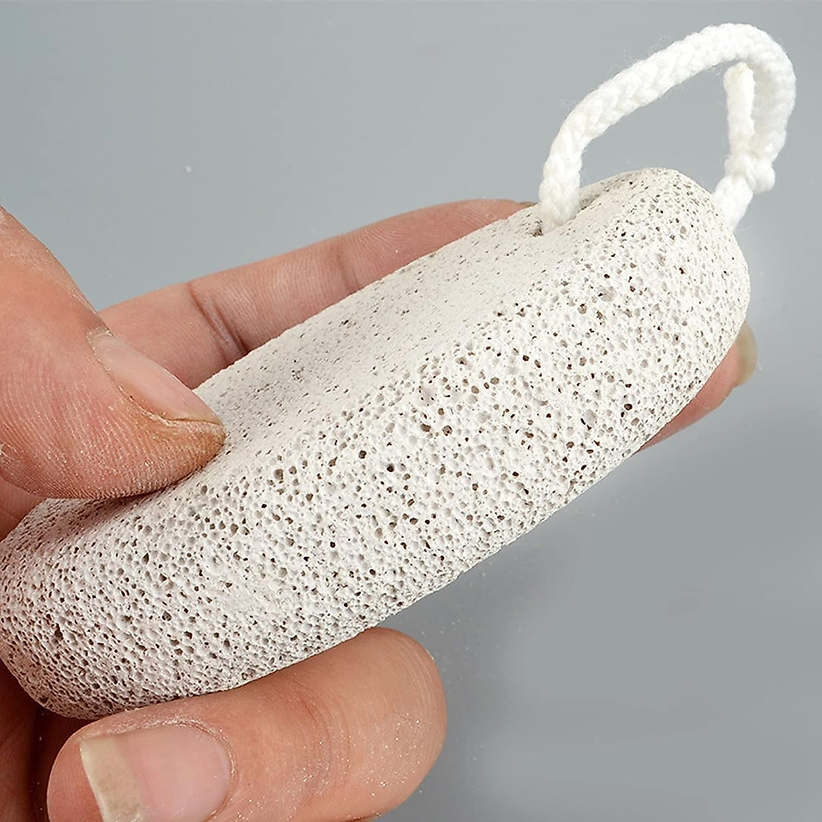 Natural Pumice Stone for Feet - 2 Pack of Foot Pumice Stones for Callus Remover, Exfoliating and Cleaning - Pedicure Tool with Handle and Rope for Hanging in Shower