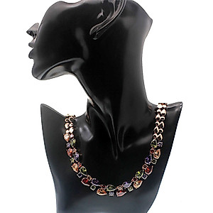 Vanessa Rose Gold Multi Gemstone Jewelry Sets for Women,Sparkling Garnet Amethyst Morganite Peridot Topaz (Necklace)