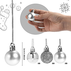 GOOTRADES Set of 24 Mini Shatterproof Christmas Balls Tree Ornaments Party Decoration, 3cm/1.1'' (Silver)