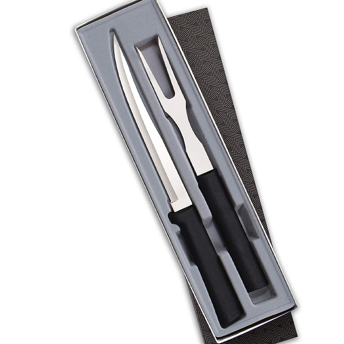 RADA Carving Knife Set – Black Handled 2-Piece Carving Set With Knife Sharpener