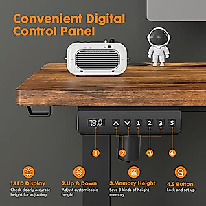 Sweetcrispy Height Adjustable Electric Ergonomic Design 55 x 24 Inch, Sit Desk with Splice Board, Standing Table Black Frame/Rustic Brown Desktop for Home Office, 4824in-2 Drawers