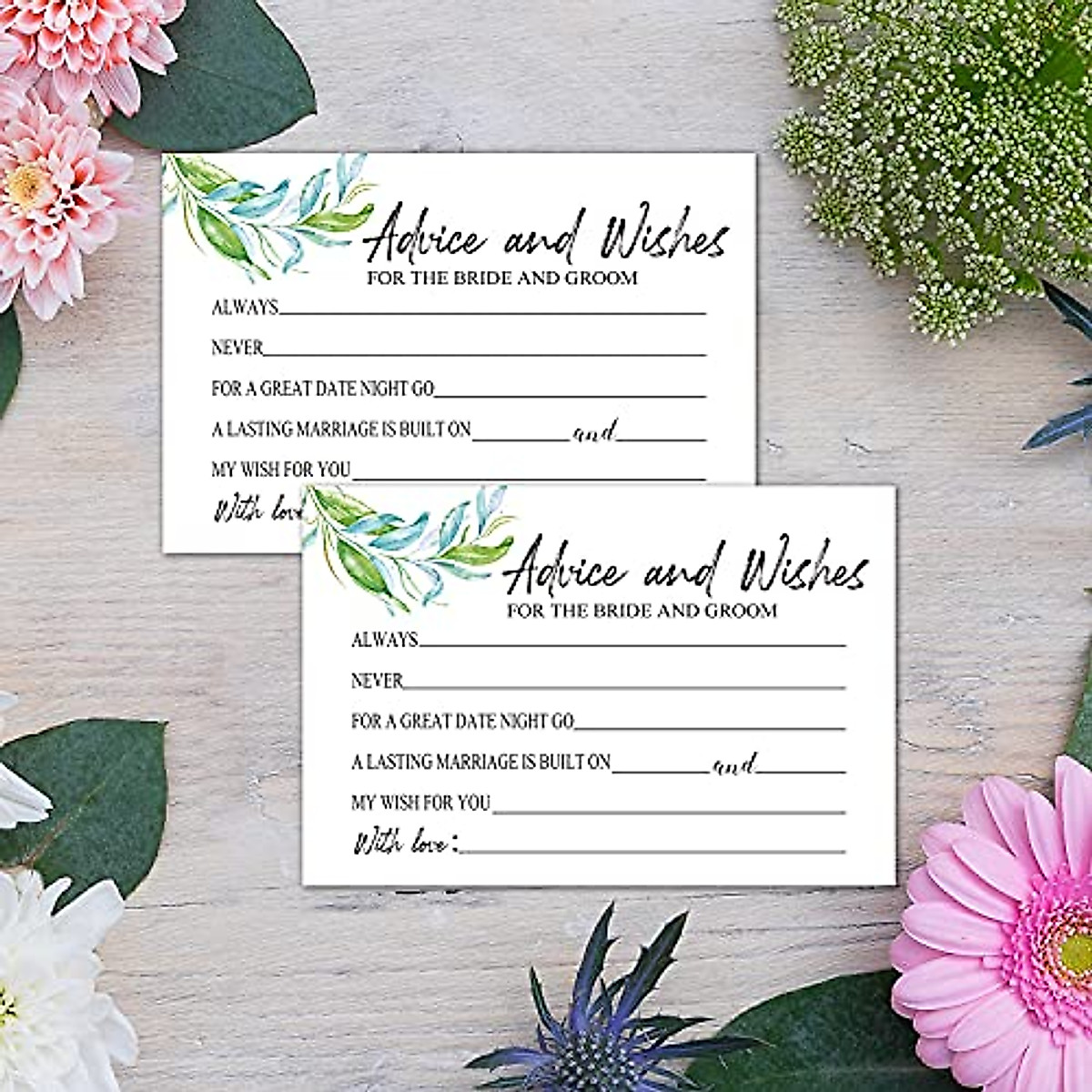 Advice and Wishes Cards for the Bride & Groom, New Mr and Mrs, Newlyweds, Wedding Advice Cards Perfect for Bridal Shower or Wedding, Wedding Guest Book Alternative, Pack of 50 4x6 Inch