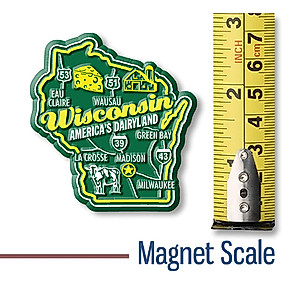 Wisconsin Premium State Magnet by Classic Magnets, 2.3" x 2.5", Collectible Souvenirs Made in The USA