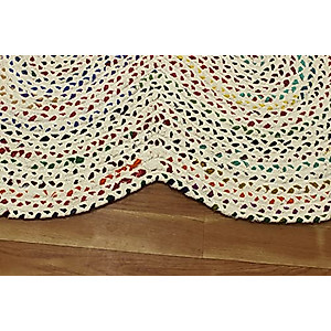 CASAVANI 100% Hand Braided Jute & Cotton Rag Rug Geometric Multipurpose,Multicolor Hard Shape Circle Area Rug Best Uses for Farmhouse,Bedroom,Nursery Room,Kids Room 5x5 6x6 4x4 Feet Round