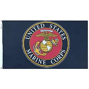 Trade Winds United States Marine Corps Logo Emblem Black 3x5 3'x5' Premium Quality Fade Resistant Heavy Duty Polyester Flag Banner F1682 (EE) - Made In USA Officially Licensed